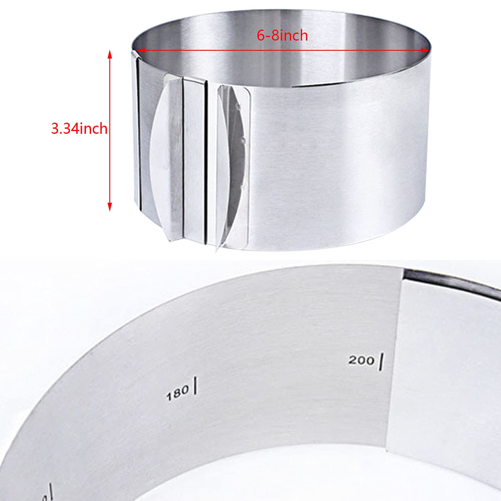 Meech Cake Ring Mold 6 to12inch Adjustable Cake Mousse Mould Cake Decor Mold Ring Molds for Baking 6 Stainless Steel