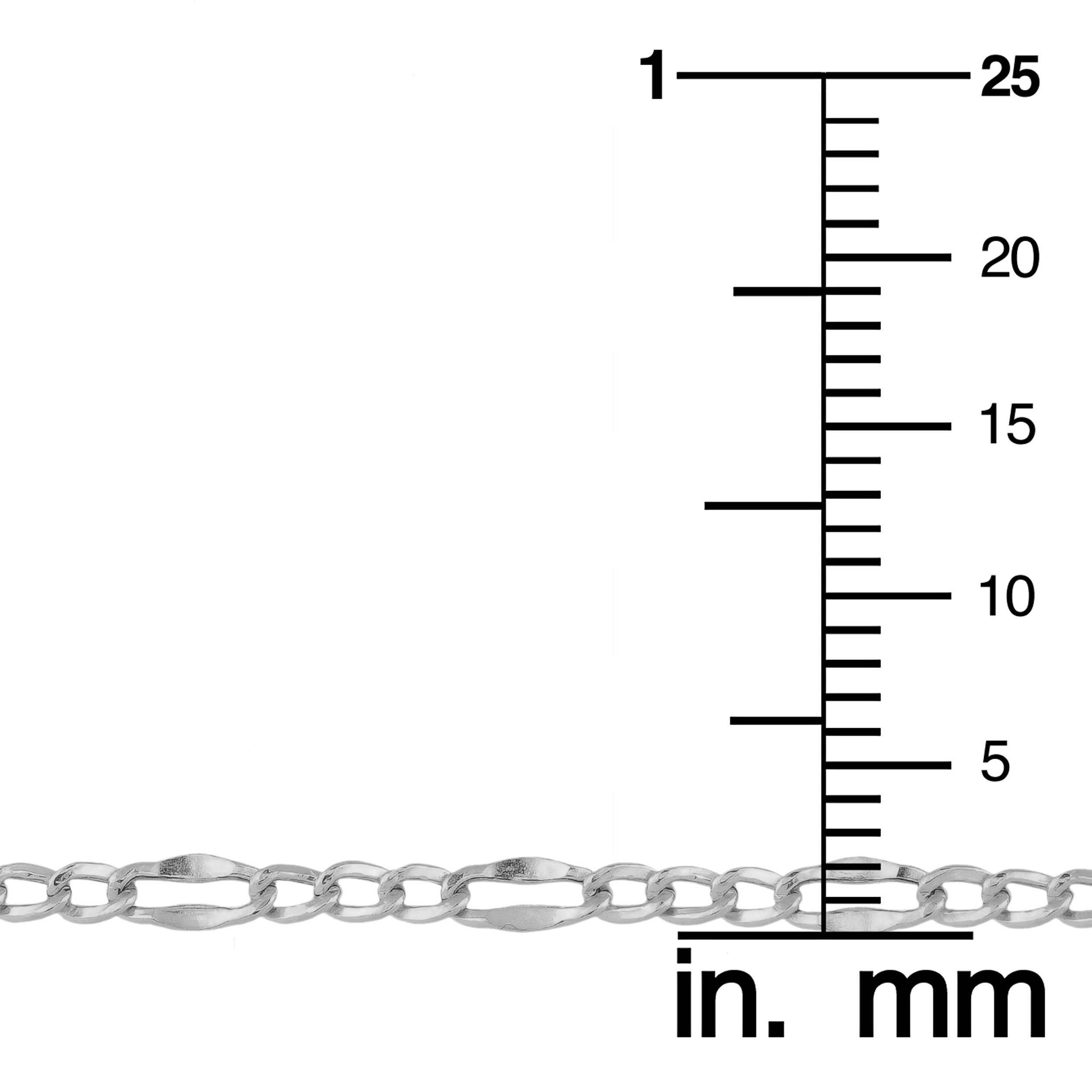Kooljewelry 14k White Gold 2.3 mm Hollow Figaro Link Chain Necklace (22 inch)