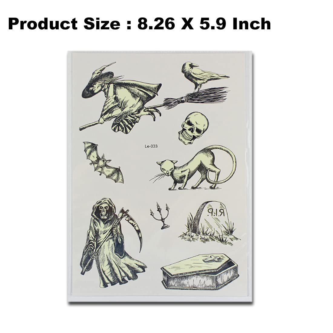 Ooopsiun Luminous Halloween Temporary Tattoos for Kids - 80 Black Styles Glow in The Dark Halloween Tattoos Party Favors Decorations for Boys Gilrs