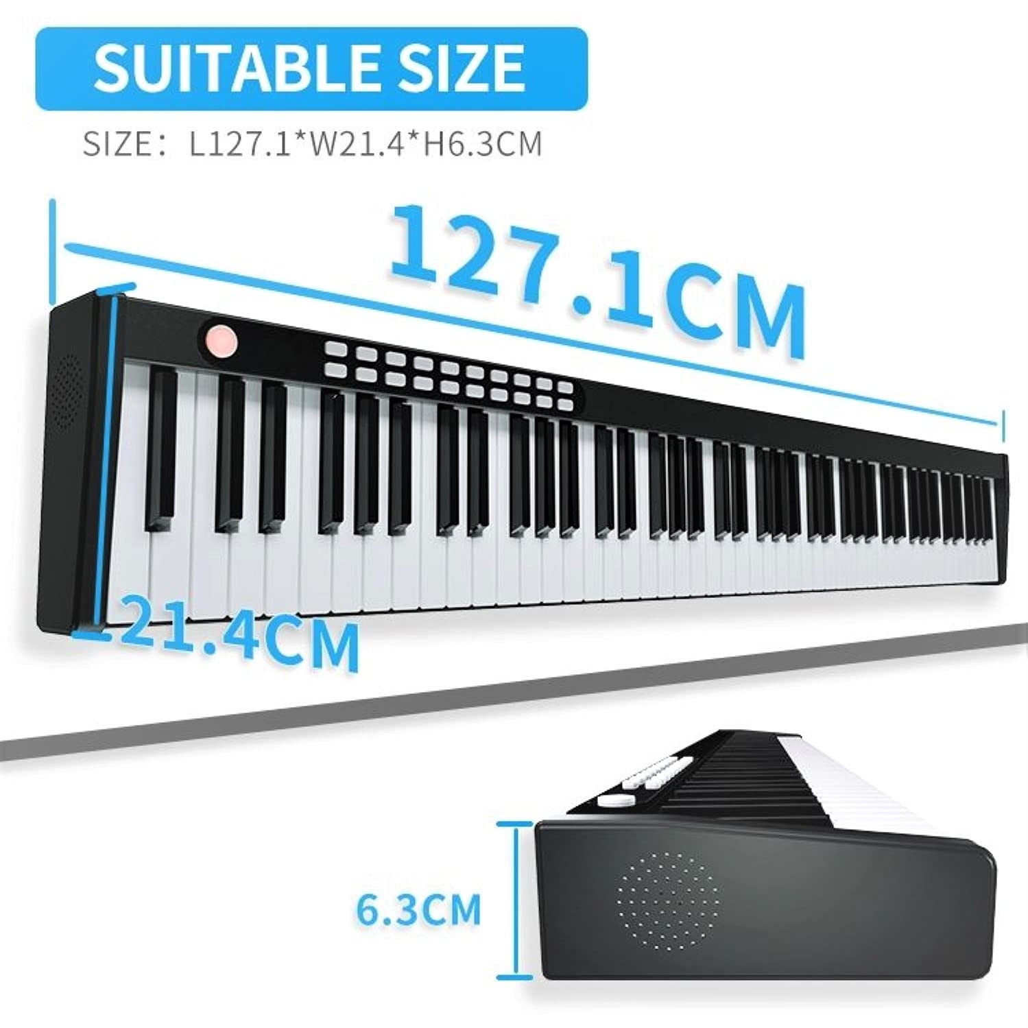 MAGICON Multi-Function 88 Key Digital Musical Keyboard Piano,Full Size Semi Weighted Keys Portable Piano,Aluminum case,support USB/MIDI,wireless BT,Speakers,Pedal |Free handbag (Black)