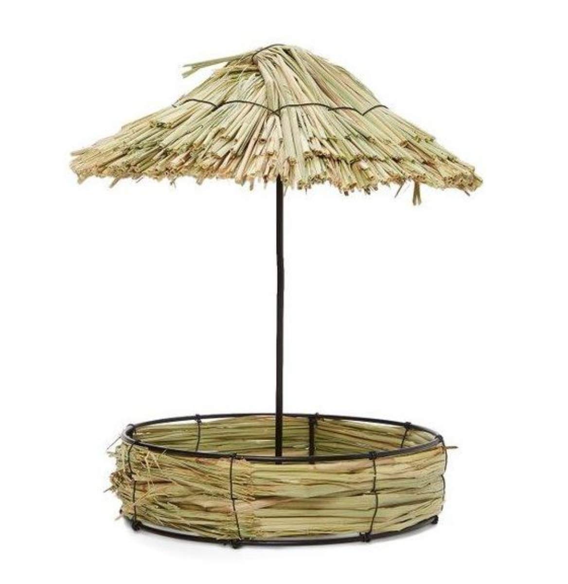 Myxx Tabletop Tiki Hut Party Decoration Lazy Susan Cup Holder with 4 Assorted Glasses