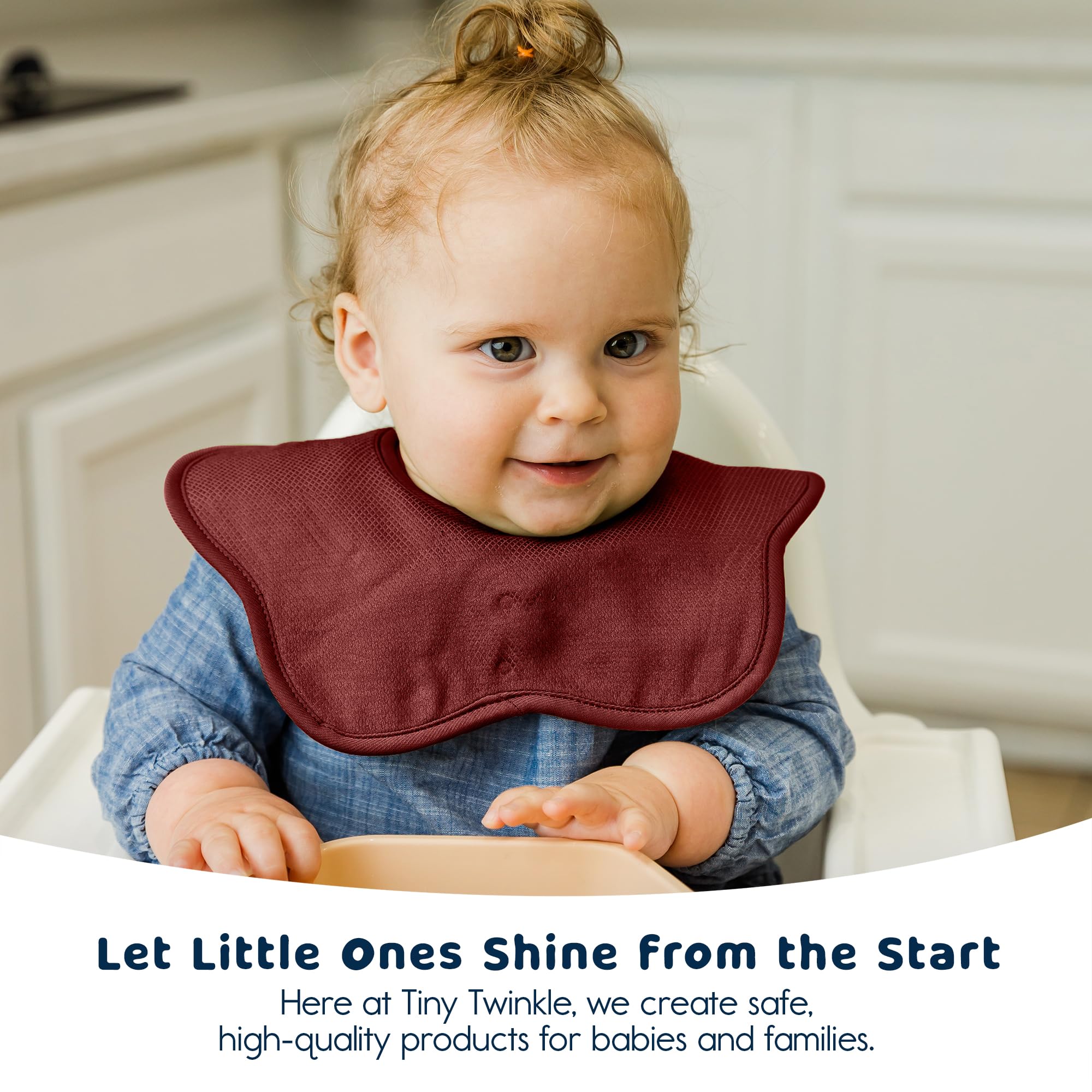 Tiny Twinkle Roundabout Drool Bibs 3 Pack - 360 Rotating Waterproof and Absorbent Teething Baby Bibs (Blush Set 3-Pack)