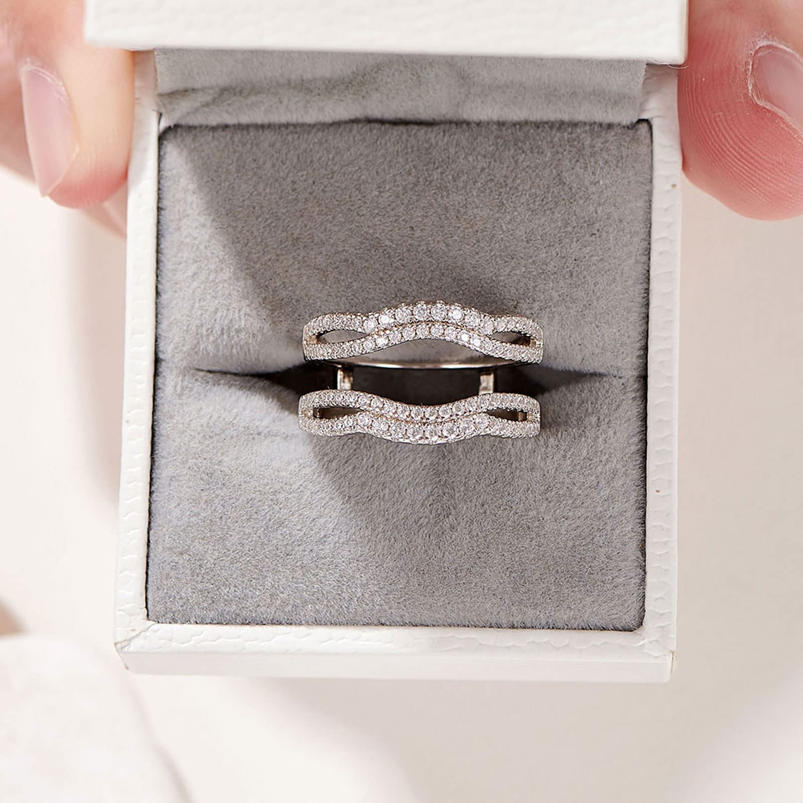 Newshe Bridal Ring Enhancer for Engagement Rings Wedding Band for Women AAAAA Cz Eternity Ring Guard Size 6