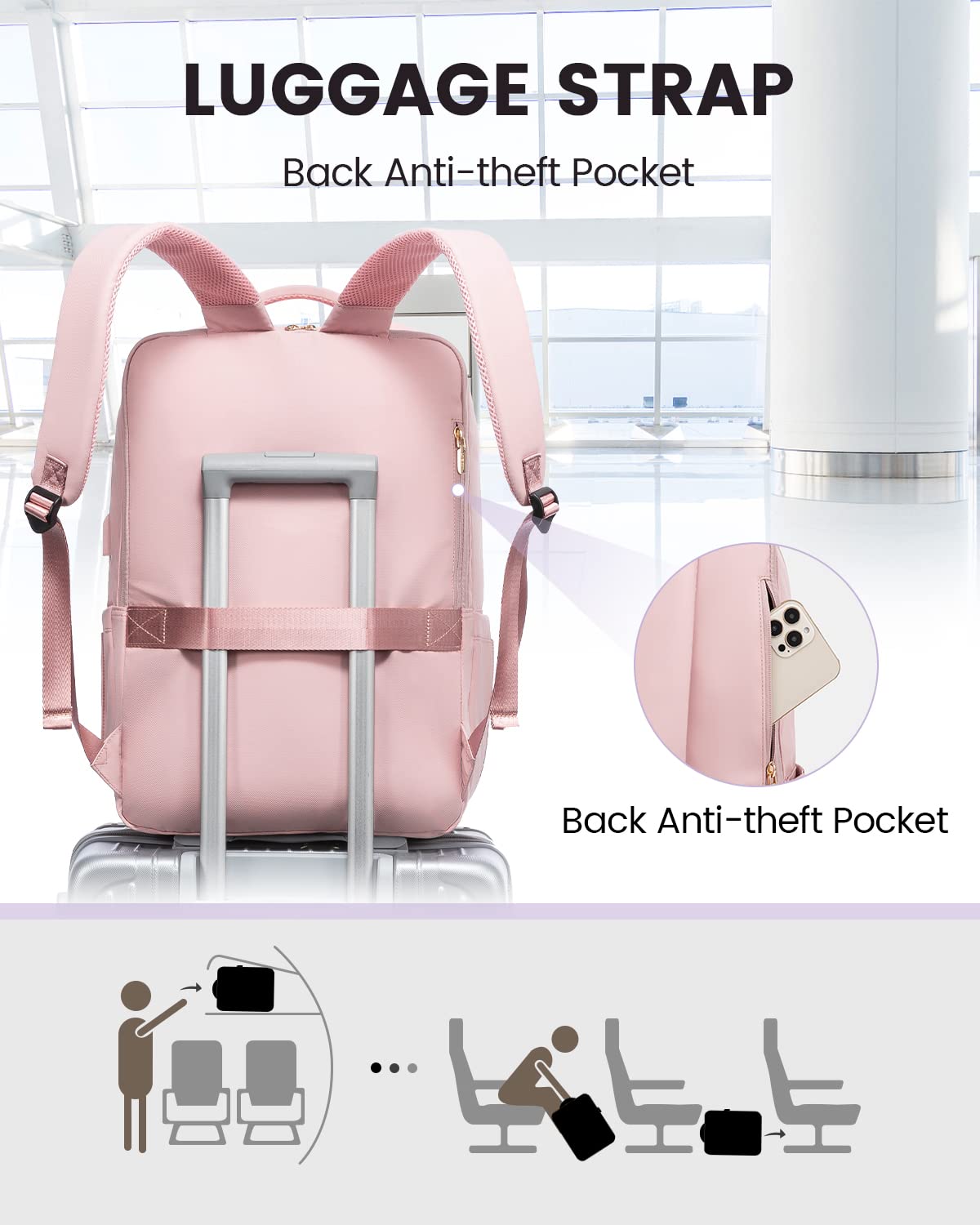 LOVEVOOK Laptop Backpack for Women & Men, Unisex 17 inch Waterproof Travel Backpack, Smart Work Backpack Casual Daypack with USB Charging Port, Computer Backpack for Business