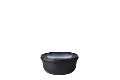 Mepal Rosti Cirqula Multi Food Storage and Serving Bowl with Lid, Low Bowl-11oz, Black