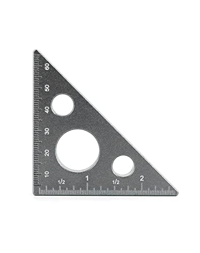 QWORK Aluminum Alloy 45 Degree Angle Ruler, Woodworking Carpenter Imperial Metric Square Triangle Ruler Angle Measurement Workshop Measurement Tool
