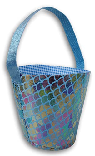 Mermaid Scale Soft Easter Basket Bucket Pail - 7 x 7 Inches