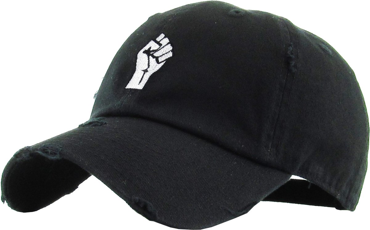 KBSV-029 BLK Black History Month Fist Black Power Fight Vintage Distressed Baseball Cap