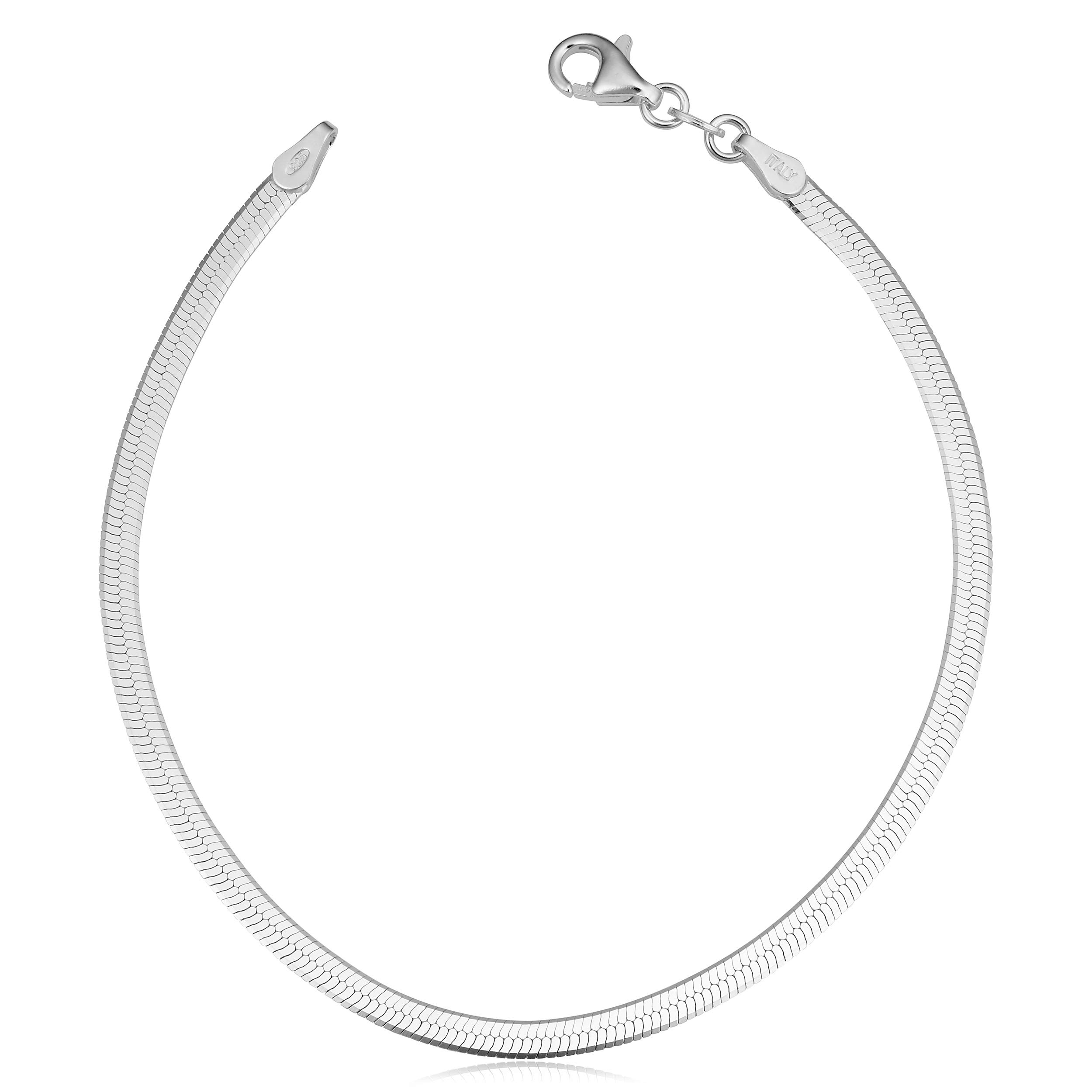 Kooljewelry Sterling Silver 2.8 mm Herringbone Chain Bracelet for Women (7.5 inch)