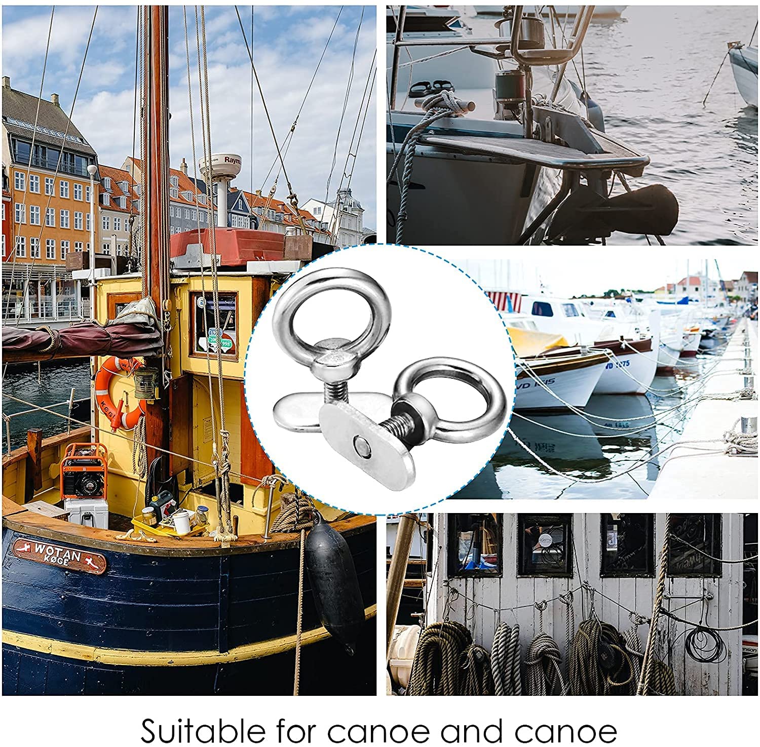 NiexBin 10 Pack Full 304 SS, Track Mount Tie Down Eyelet, Hold Bungee Cord or Ropes Up to 0.6inch, Marine Hardware