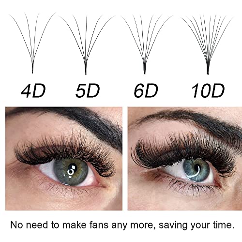 NAGARAKU Premade Fans Eyelash Extensions 320 Fans 5D Volume 0.07mm D curl 9-14mm Mix Tray Sharp Narrow Stem Clusters Thin Pointy Base Russian Pre Fanned Fluffy Matte Black