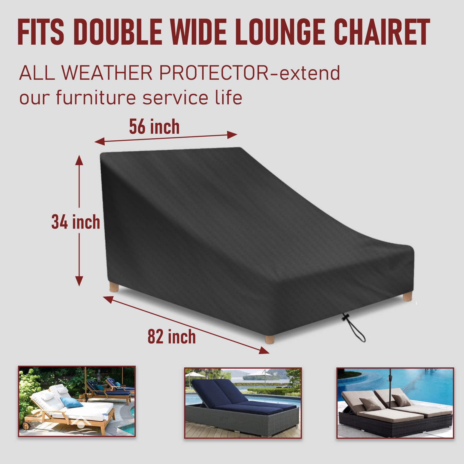 Vainlley Patio Chaise Lounge Cover (Beige)