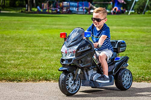 Kid Trax Police Rescue Motorcycle 6V Battery-Powered Ride-On Toy Black
