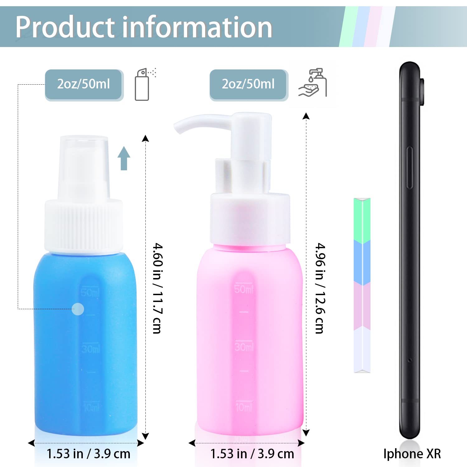 LofyJoy Silicone Travel Bottles for Toiletries TSA Approved Travel Size Containers,Leakproof Squeezable Mini Spray Bottles, Refillable Travel Size Bottles, Travel Essentials (4 Pack/1.76oz)