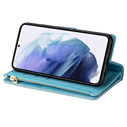 Phone Protective Case For Samsung Galaxy S22 Ultra Phone Case Multi-card Slots Starry Sky Laser Carving Glitter Zipper Horizontal Flip Leather Case Holder Shockproof And Scratch-proof Case, For Samsun