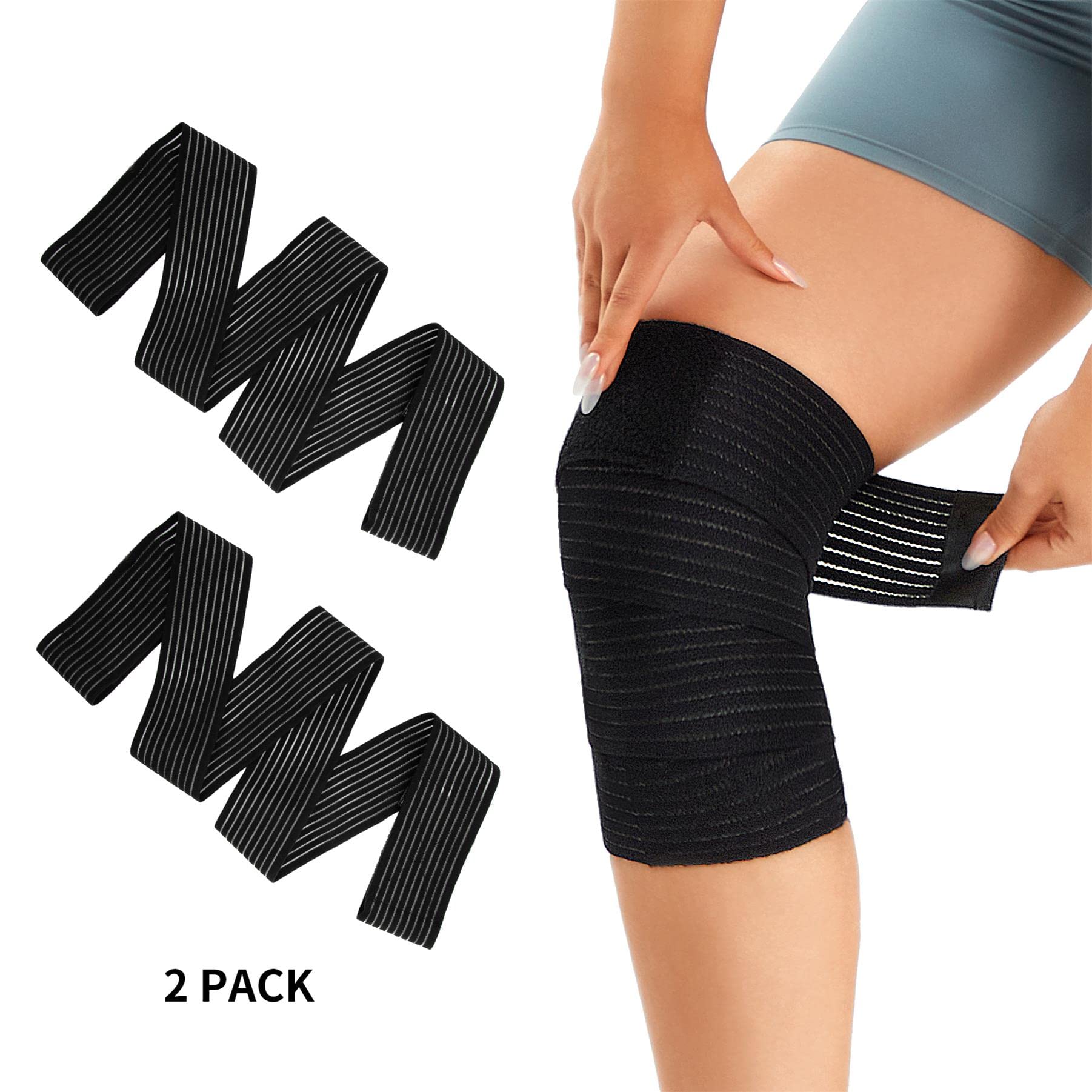 RACELO 2 Pack Sports Knee Brace Wraps for Knee Pain Compression Sleeves Support Bandage for Men and Women