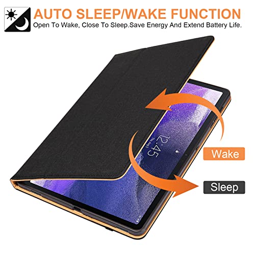 Vakarey for Samsung Galaxy Tab S7 Fe 5G Case with Pen Holder,Cover Case for Samsung Galaxy Tab S8 Plus 12.4 Inch Tablet,Black