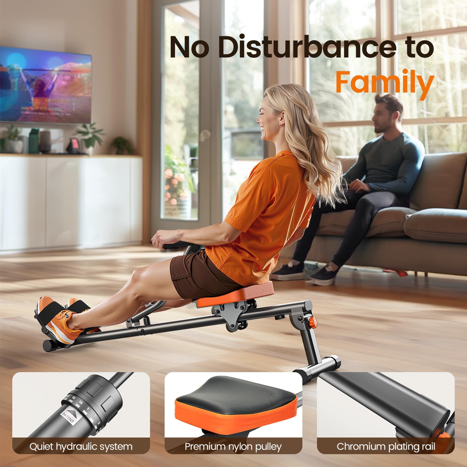 Niceday Hydraulic Rowing Machines for Home Use with 16-Level Adjustable Resistance and 300 LB Loading Capacity