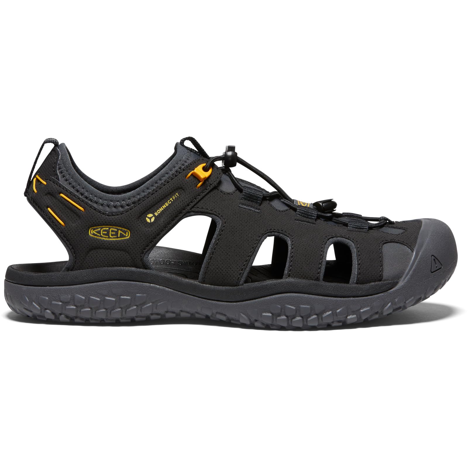 KEEN Men's SOLR High Performance Sport Closed Toe Water Water Shoe, Black/Gold, 9 US