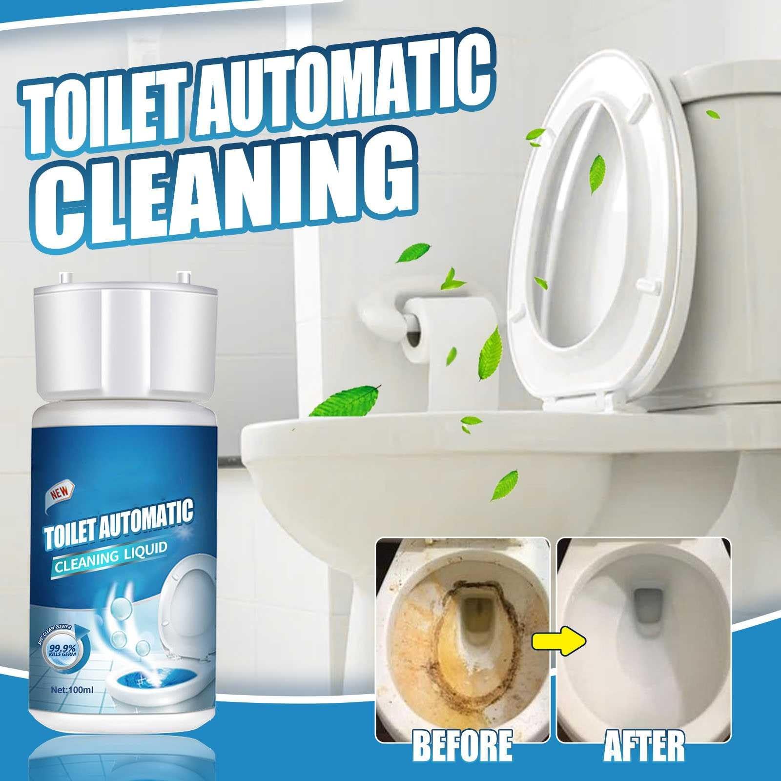 Koranor Toilet Cleaning Solution Toilet Toilet Descaling And Cleaning Stains And Odor Removal Cleaning Solution 100ml Fabric Pilling (Sky Blue, One Size)