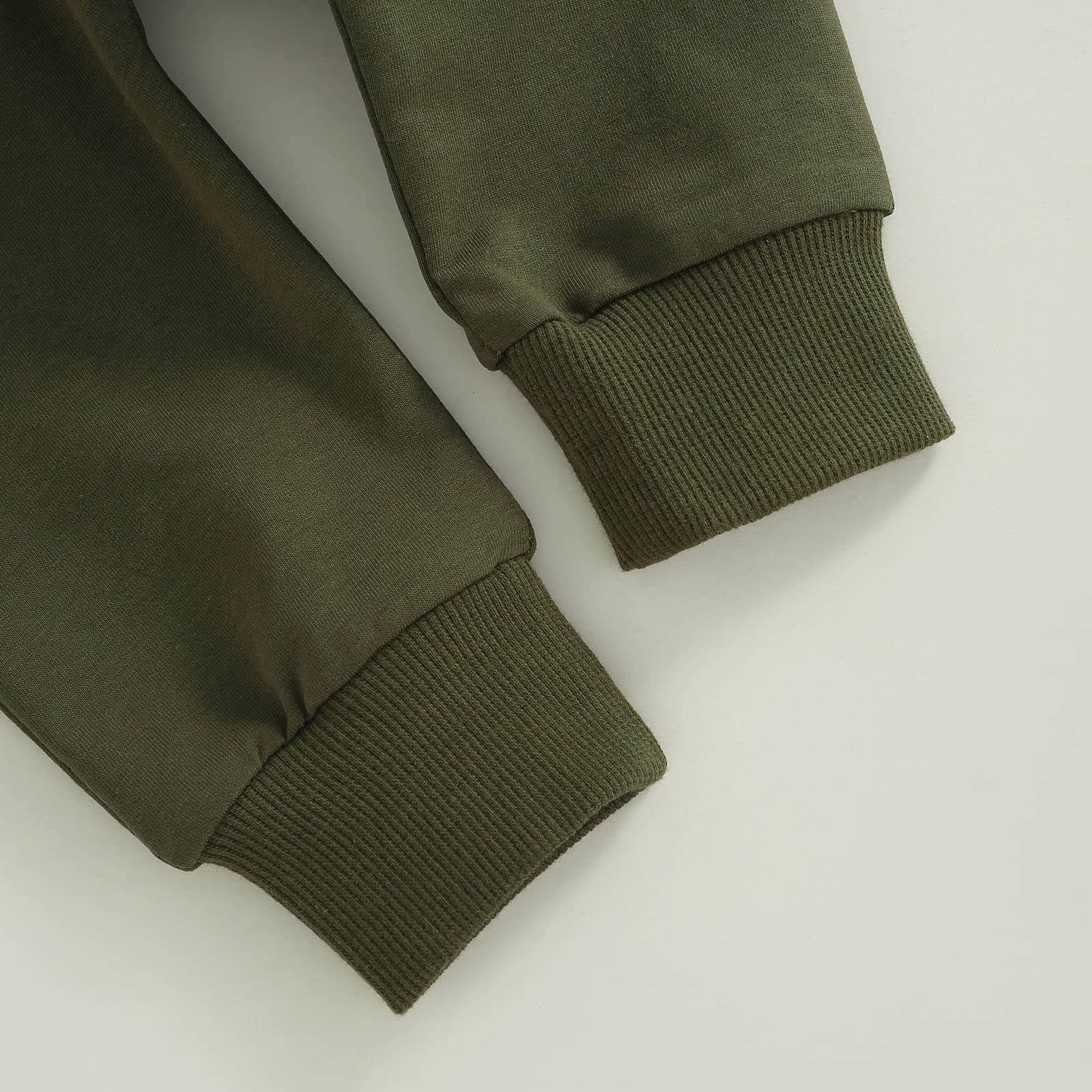Toddler Baby Boy Fall Outfits Long Sleeve Hoodie Sweatshirt Tops Casual Pants Patchwork 2 Piece Winter Clothes Set (Army Green Patchwork, 18-24 Months)