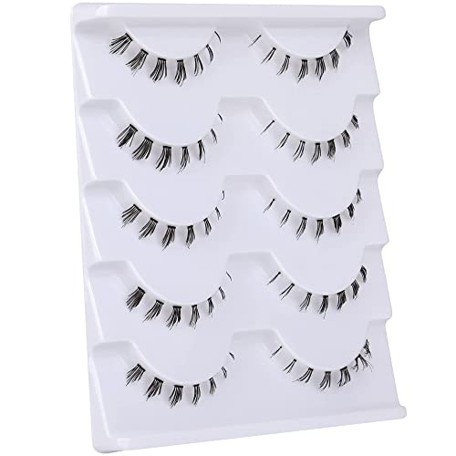 Lower Lashes 5 Pairs Clear Band Bottom Lashes False Eyelashes Natural Look Demi Wispies lashes Strip Eye Lashes Under Lashes Extensions Soft Handmade Fake Lashes Pack by Zenotti