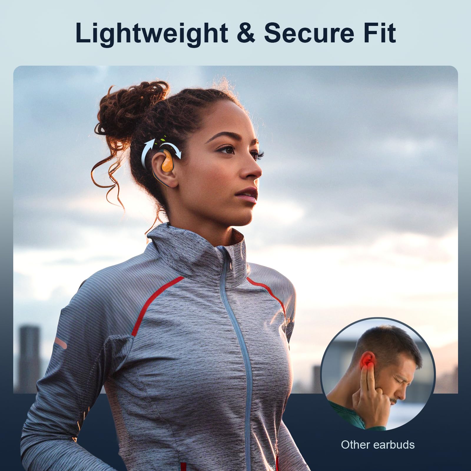Jzones Open Ear Headphones Wireless Bluetooth 5.3, Open Ear Earbuds for Music