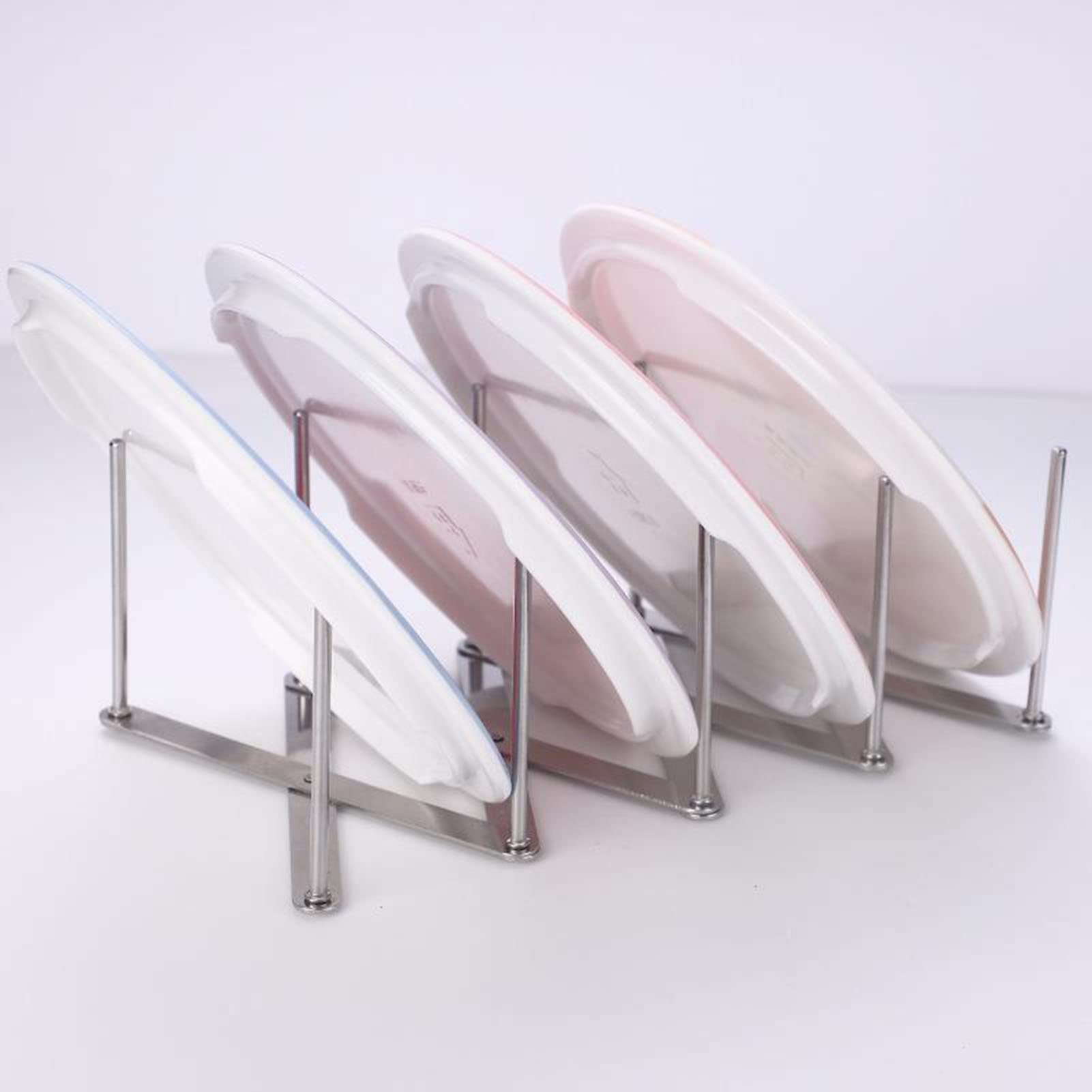 Kitchen Shelves,Stainless Steel Pots and Pans Organizer Rack, 4 Card Slots Space Saving Pot Lid Holder, Cutting Board Stand, for Kitchen Storage, Retractable