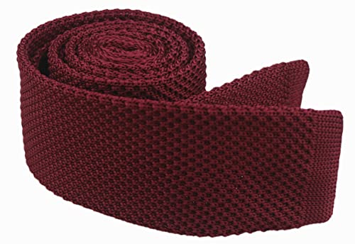 Kihatwin Men's Wine Red Eco-friendly Self Ties Extra Long Knitted Necktie Solid 58 Inches