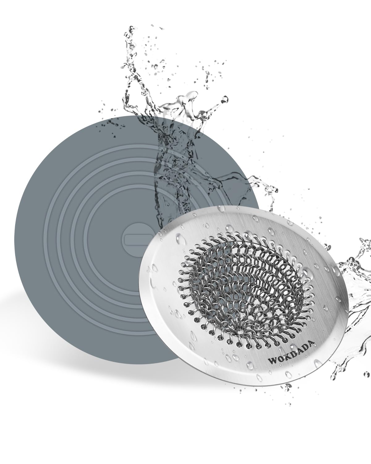 Kitchen Sink Drain Strainer, Flexible Sink Strainer with Stopper, 304 Stainless Steel Anti-Rust Mesh Sink Strainer, Wokdada Revolutionary Clog-Free Food Catcher for Garbage Disposal