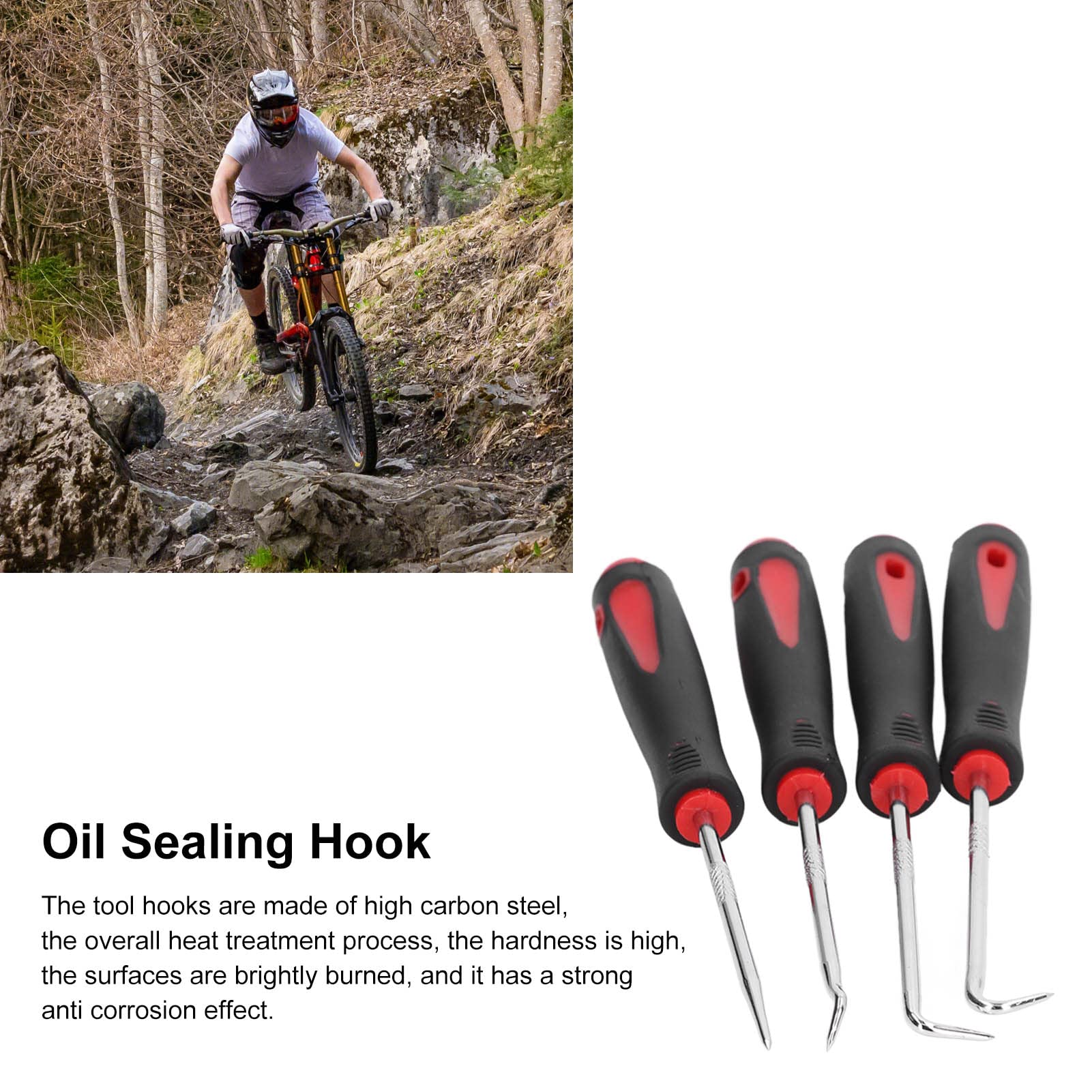plplaaoo Pick and Hook Set, Hose Removal Tool, Pick Hook Set, Hook Tool Set O Rings Professional 4 Different Special Shaped Bicycle Oil Sealing Hooks for for Mountain Road Bikes, Hook Tool Set hoo