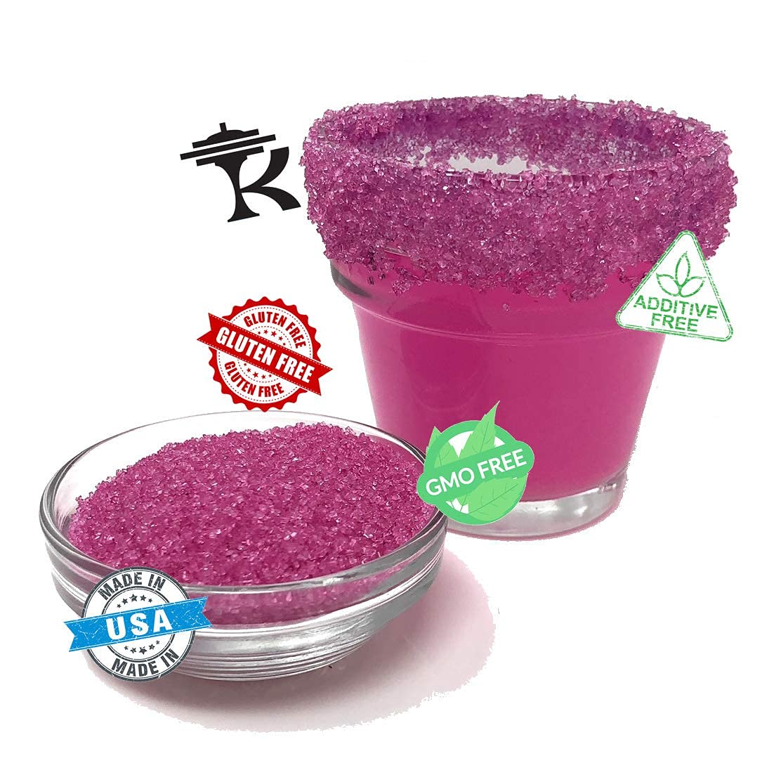 Snowy River Pink Cocktail Rimmer - Naturally Colored Pink Cocktail Sugar, Beverage Rimmer, Margaritas, Kosher (3oz Pink)