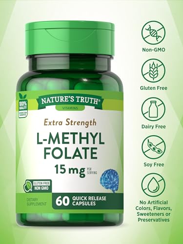 Nature's Truth L Methylfolate 15mg | 60 Capsules | Non-GMO & Gluten Free Supplement | Extra Strength
