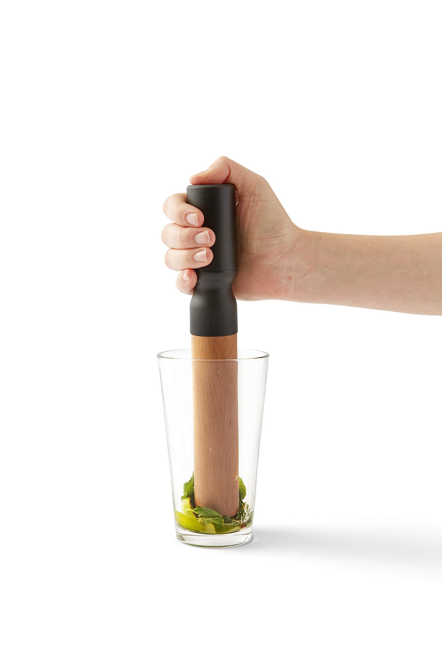 Rabbit 2-in-1 Muddler & Citrus Reamer, Beech Cocktail Muddler, Made from Solid Oiled, Wood/Black