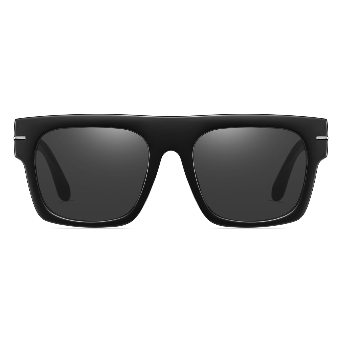 NIDOVIX Classic Vintage Square Sunglasses for Men Women Large Frame Retro 70s Sun Glasses UV400 Protection (Black/Grey)