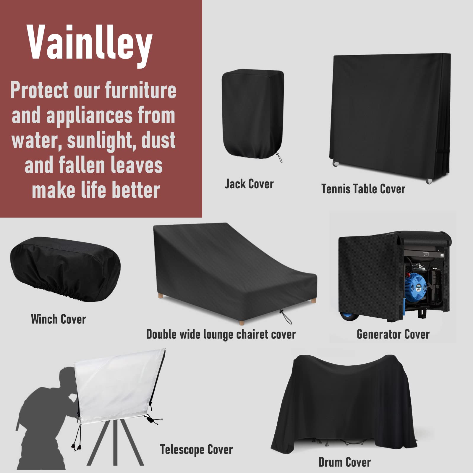 Vainlley Patio Chaise Lounge Cover (Beige)