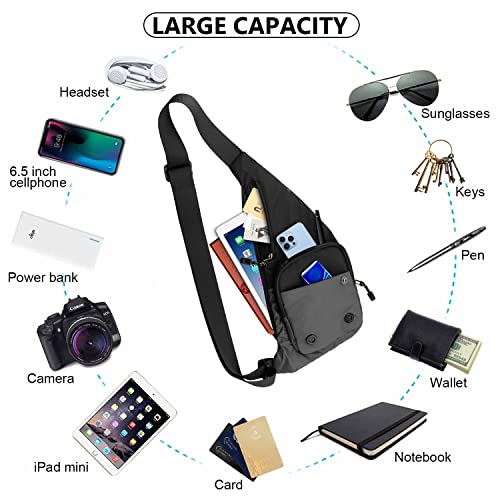 LPPJY Sling Bag Chest Shoulder Backpack Crossbody Bags for Men Women Casual Daypack Travel Outdoors (Grey)