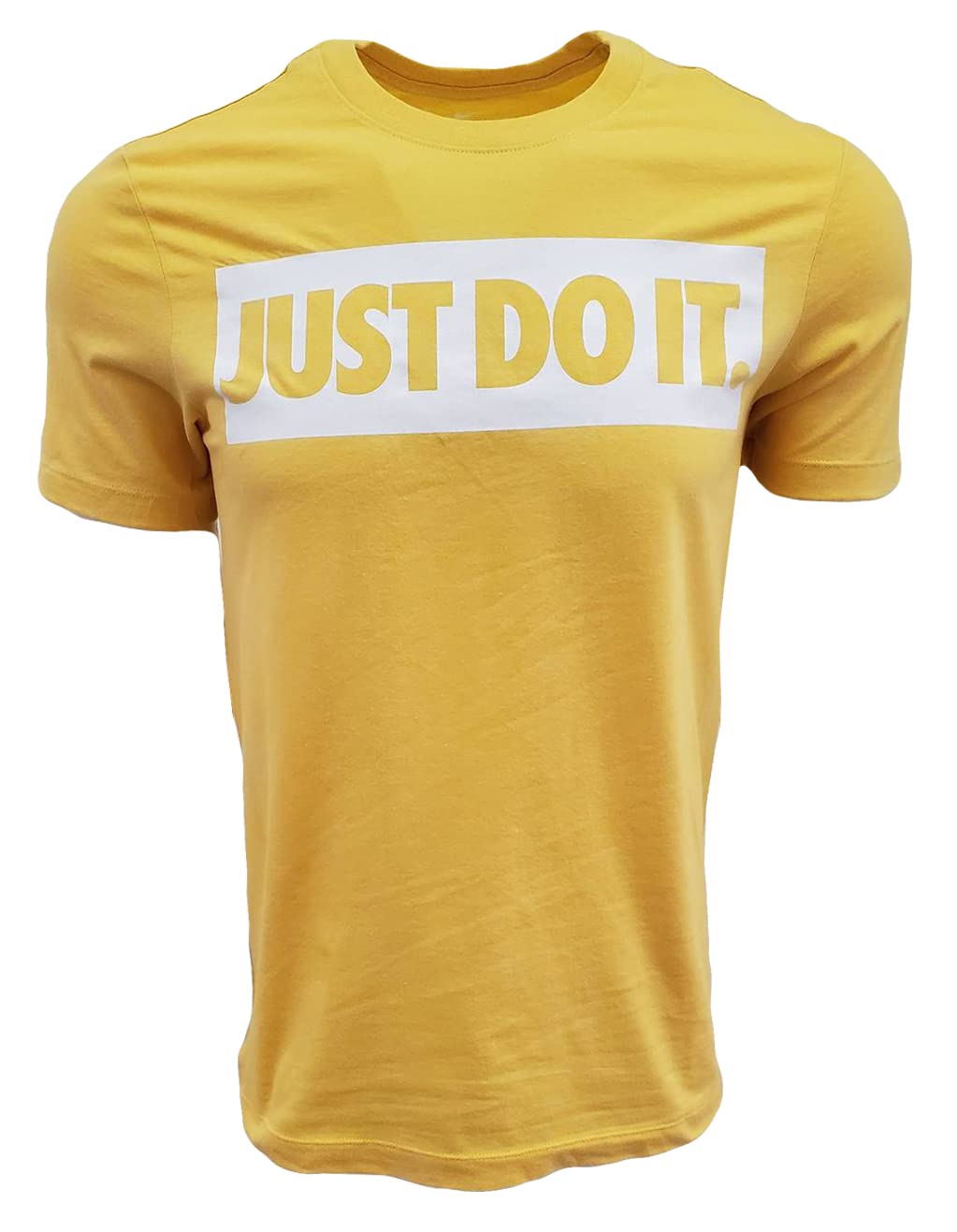 Nike Men's Just Do It Box Crewneck T-Shirt (X-Large, Gold (White Logo))