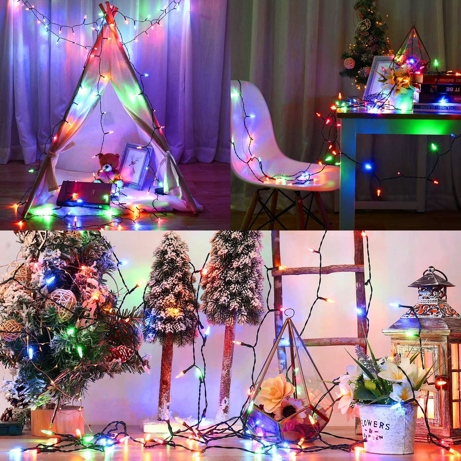 Lomotech Battery Operated Christmas Lights, 33ft 100LED Battery String Lights 8 Modes Waterproof with Timer for Home, Garden, Party, Holiday, Christmas Tree Decoration (White)