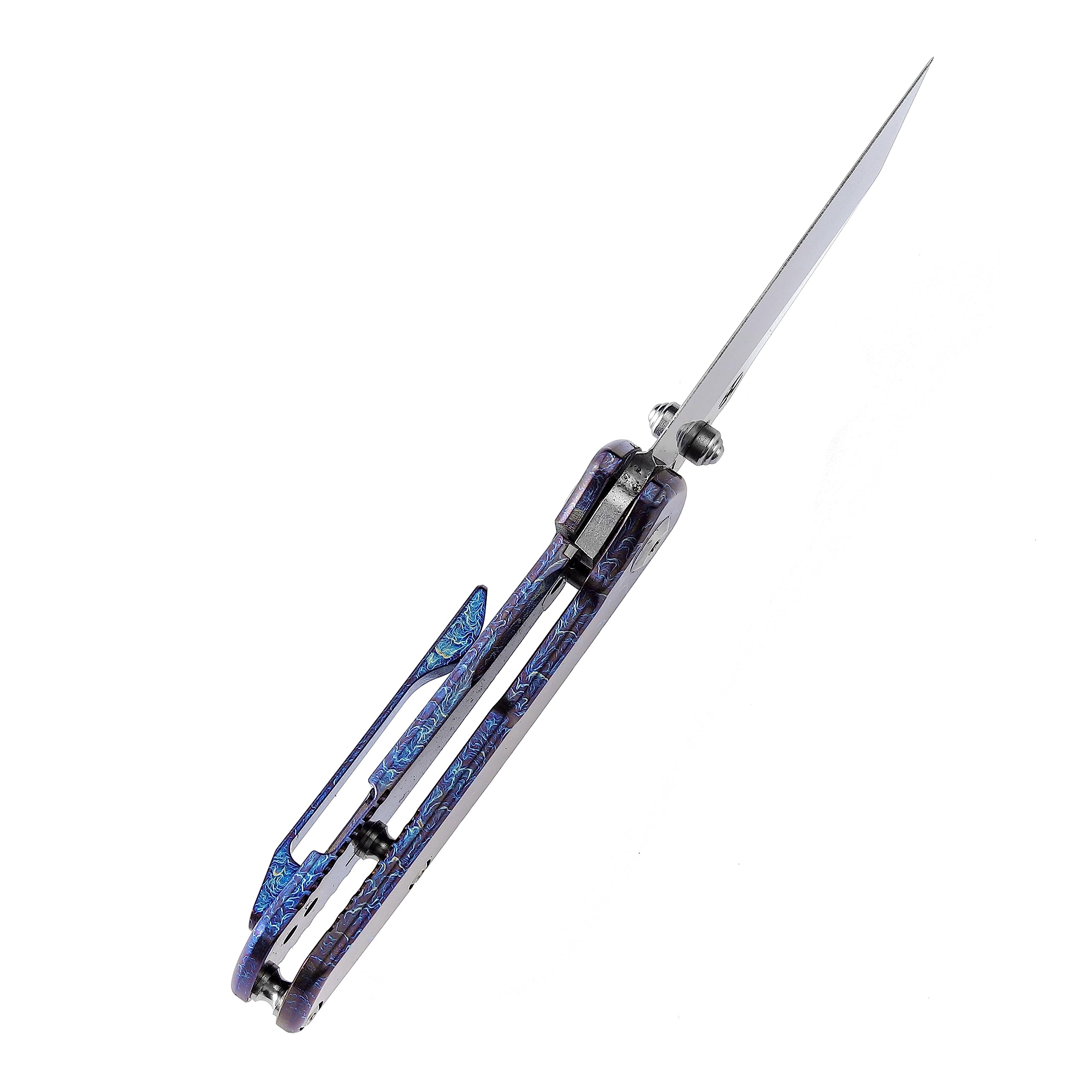 KANSEPT Mini Main Street Pocket Folding Knives EDC Pocket Knife 2.26'' S35VN Material Pocket Folding Knife with Lightning Strike Anodized Titanium Handle EDC Box Opener K2015A5