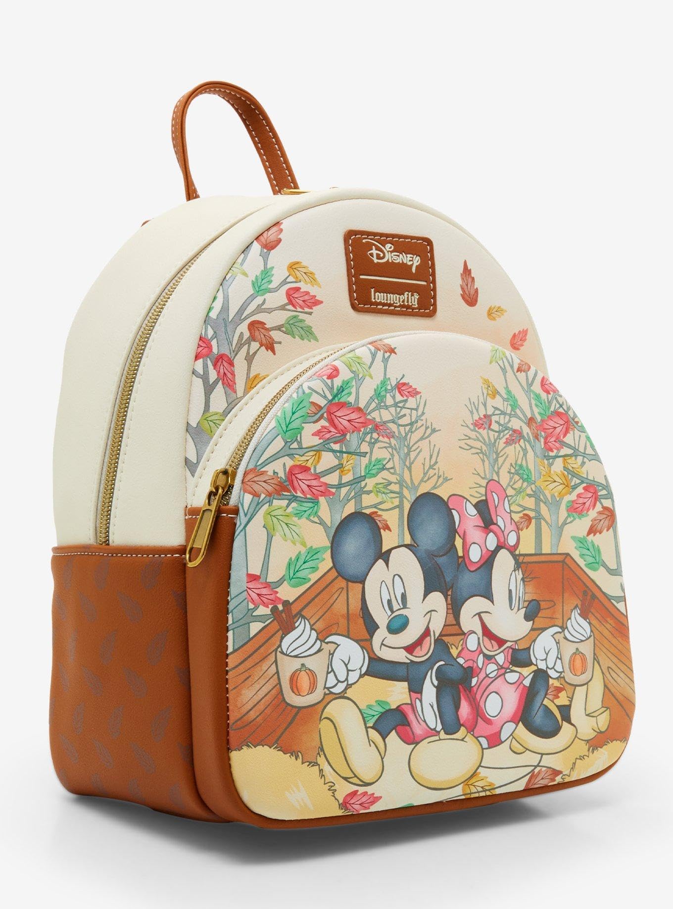 Loungefly Disney Mickey Mouse & Minnie Mouse Fall Leaves Mini Backpack