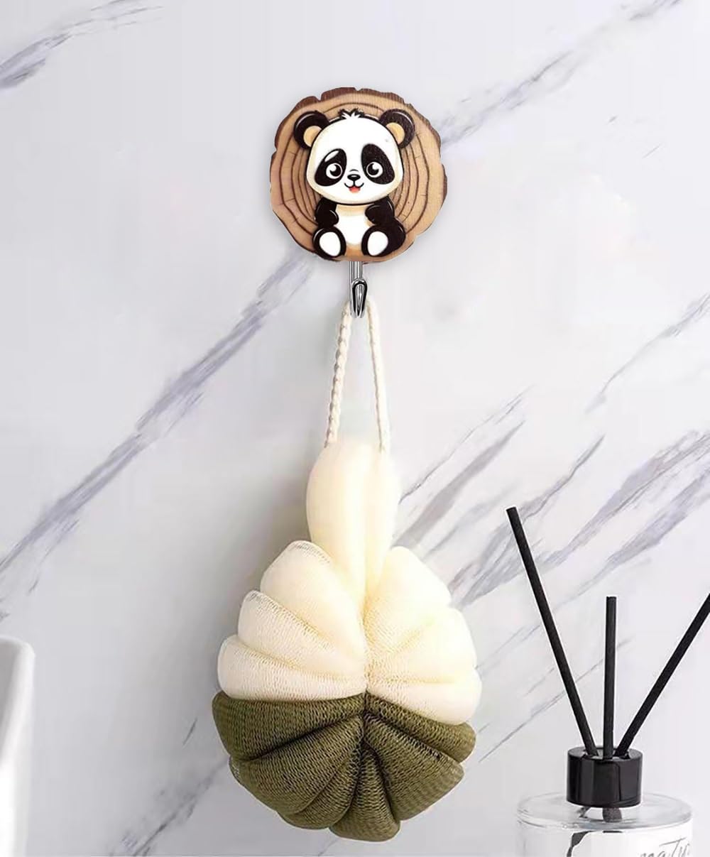 Vamotto Wooden Animal Wall Hooks, 6-Pack Self Adhesive Coat Hooks Hanging Wall Mounted Hooks for Coats, Towels, Hats,Backpack, Robe, Purse,Decorative Farmhouse