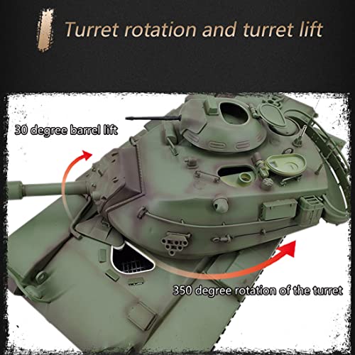 Ottima 2.4G Remote Control Tank Model, 1:16 RC American M60A3 Main Battle Tank Military Tank Model with Lighting Sound Effect for Adults