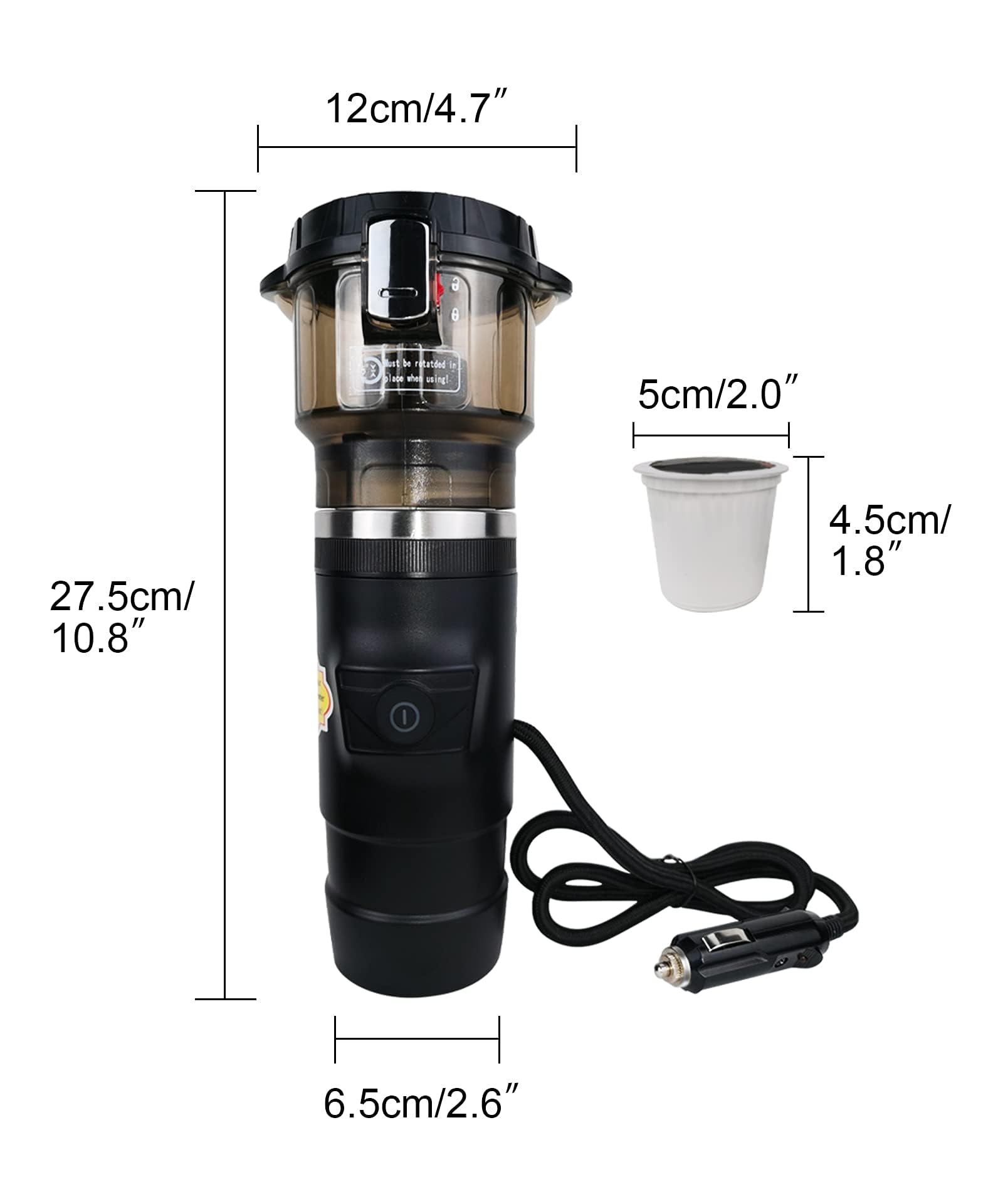 PAPA LONG Portable Single Serve Car Coffee Maker Brewer for Kcups Pod