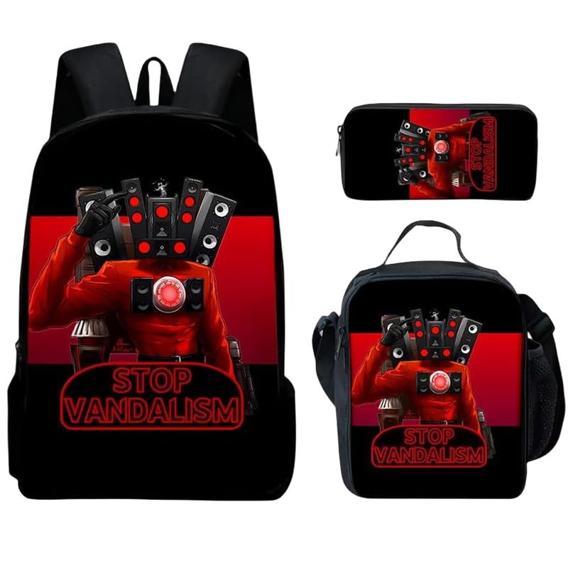 LIGENZ Game Backpack 3pcs Bags Oxford Cloth Travel Fashion Bag Backpack Casual Daypacks College Laptop Backpacks (Red)