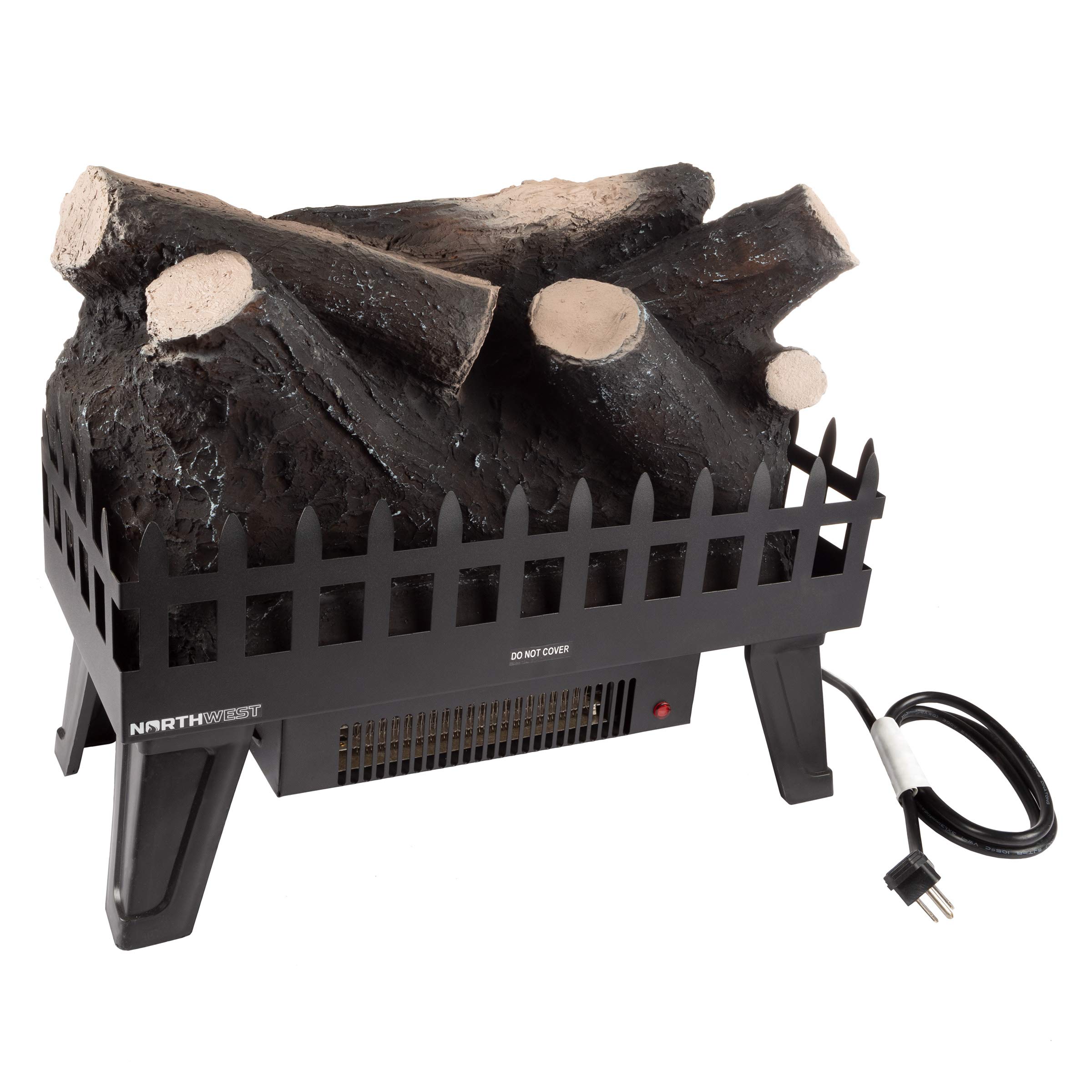 Northwest Electric Log Insert for Fireplaces-Heater with Realistic Energy Efficient LED Glowing Flame Ember Bed-Home and Hearth Accessories, 19" L x 8.7" W x 16" H, Black (80-FPLOG-1)