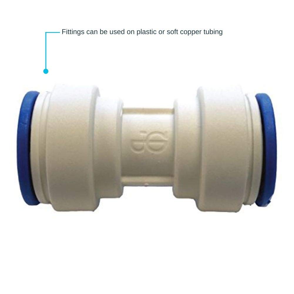 John Guest Speedfit 5/16 Inch OD Union Connector, Push to Connect Plastic Plumbing Fitting, White, NC2112P