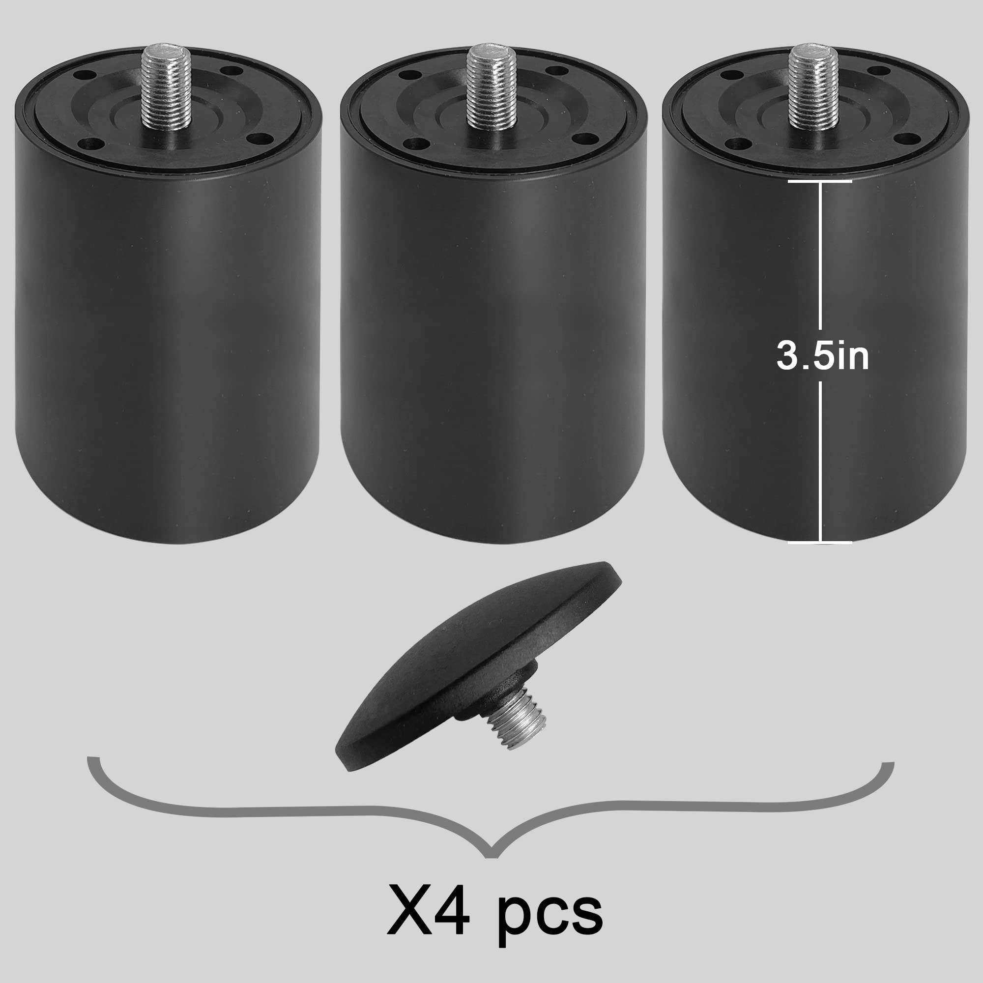 M10 Adjustable Bed Base Frame Legs, Screw Thread Compatible with Zinus Adjustable Bed, 3 Sections, Set of 4 (Spherical Bottom)