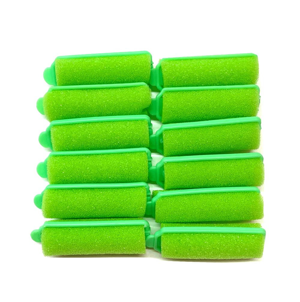 Small Green Foam Sponge Hair Rollers 12PC