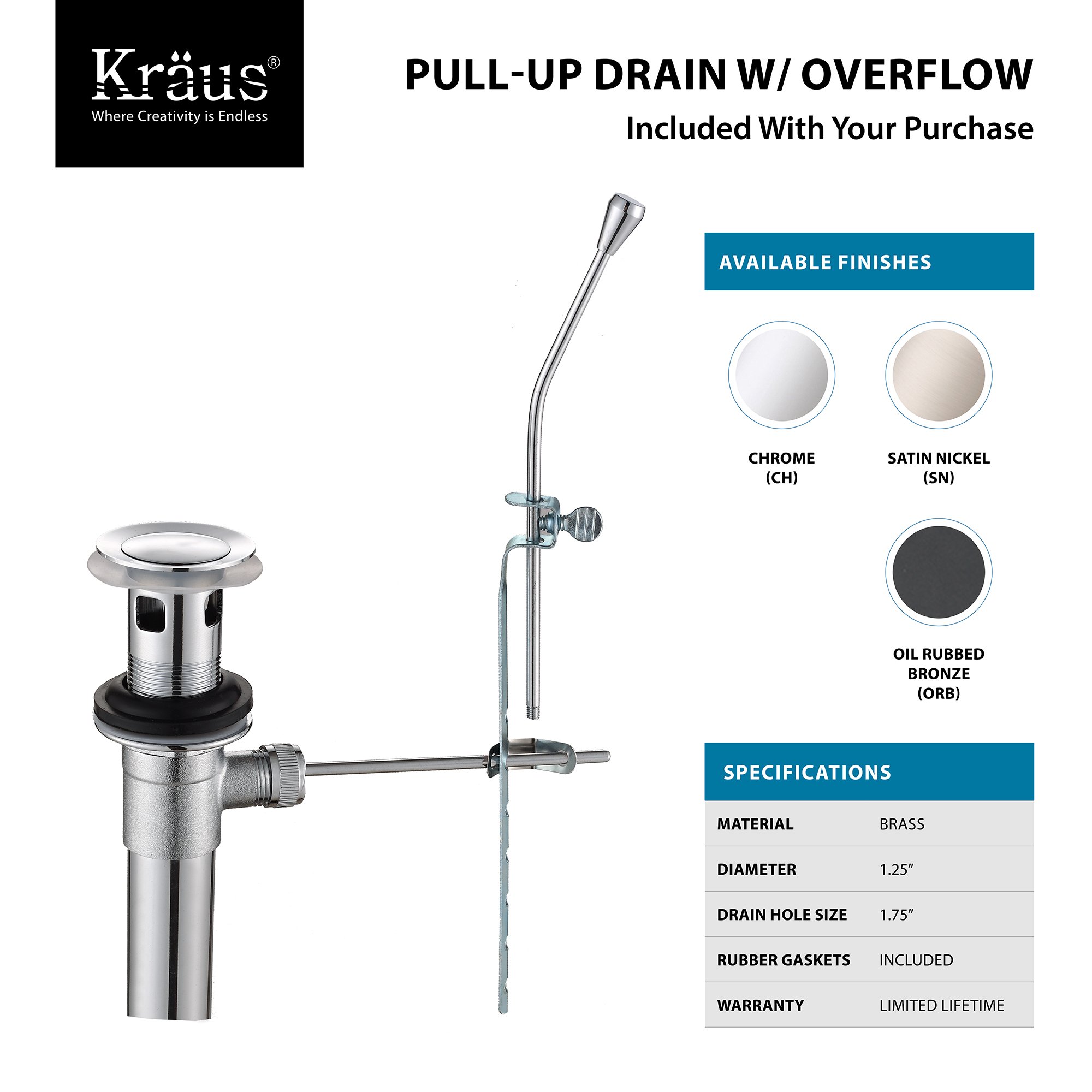 Kraus KEF-14701BN Illusio Single Lever Basin Bathroom Faucet Brushed Nickel